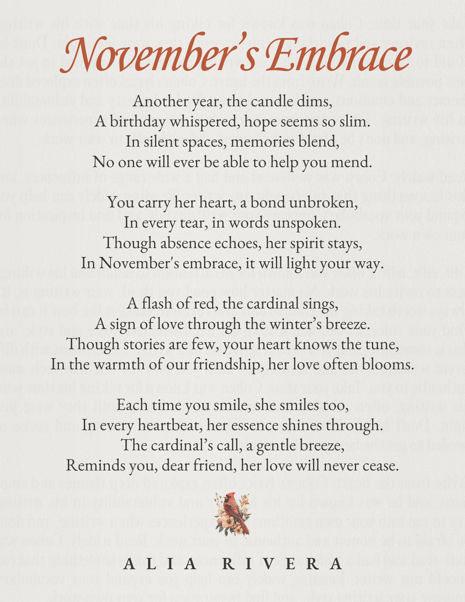 November’s Embrace – Appetite for Reflection